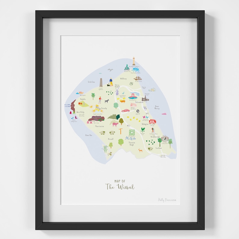 Map of the Wirral Art Print - Etsy