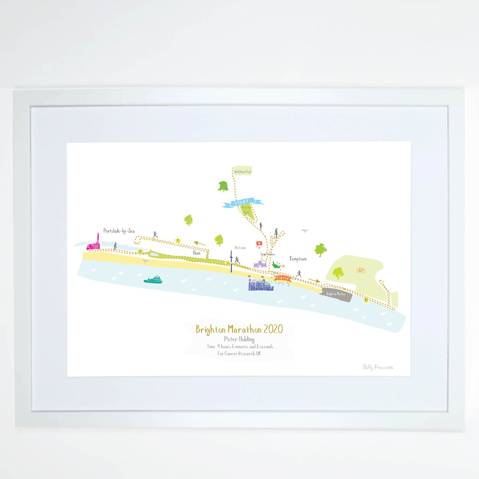 Brighton Marathon Route Map Art Print (personalisation Included) - Etsy UK