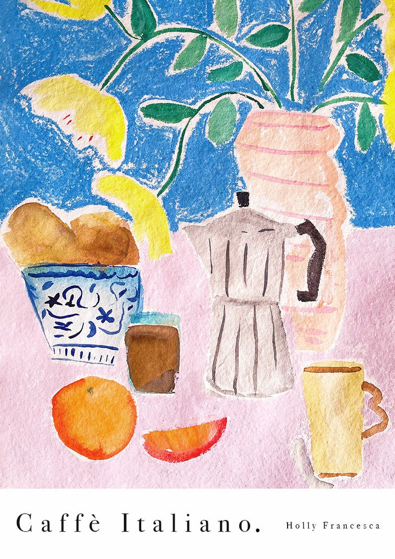Caffe Italiano Art Print Italian Coffee Mixed Media - Etsy