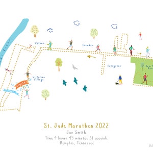 Custom Marathon Route Map Art Print - Your Route Drawn - Bespoke Route ...