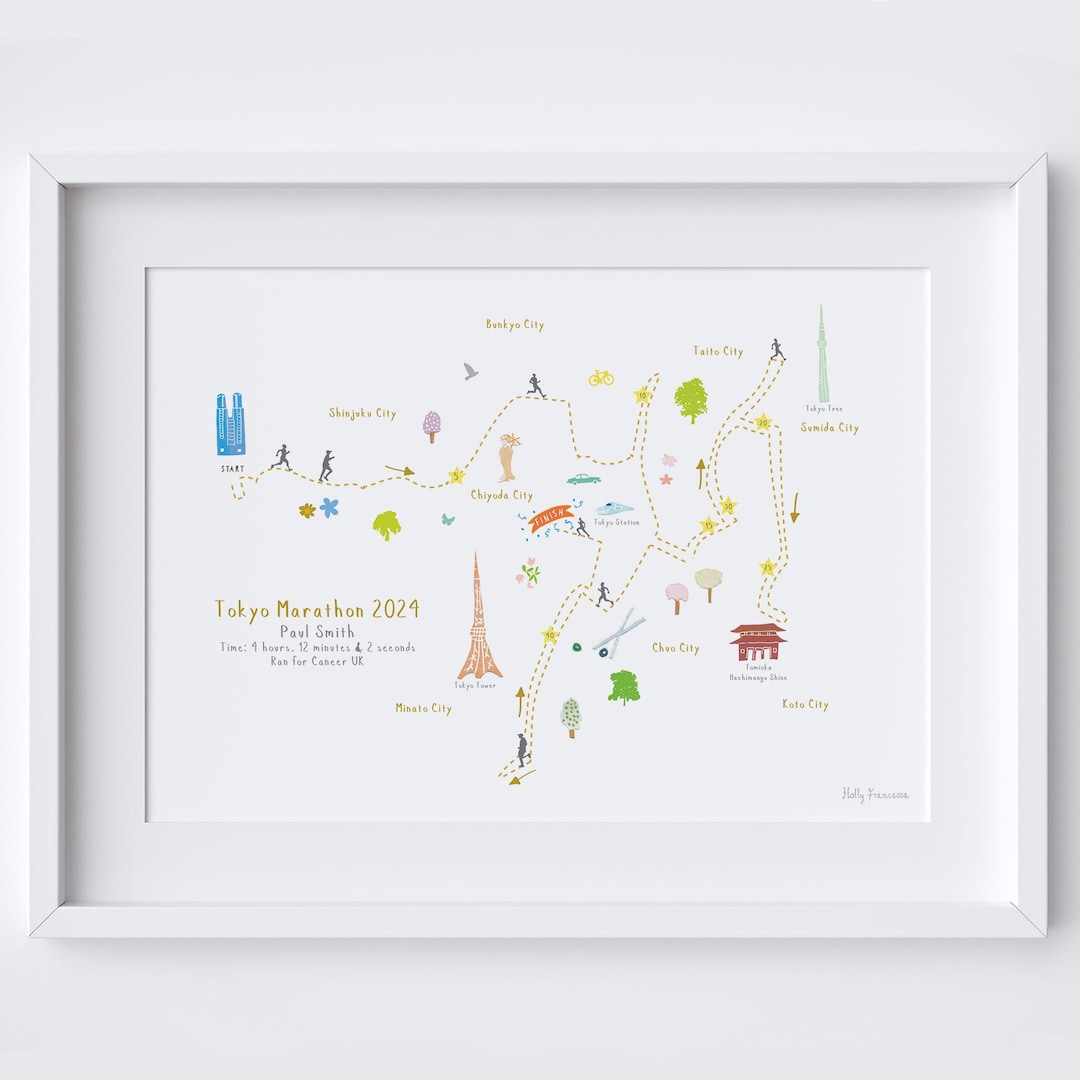 Tokyo Marathon Route Map Art Print (personalisation Included) - Japan ...