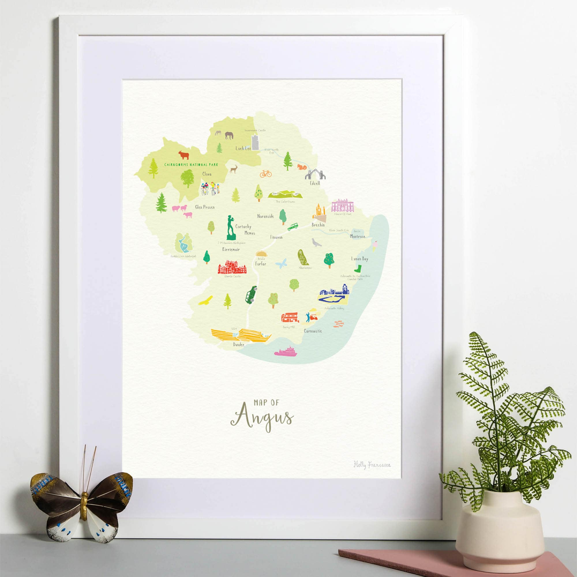 Map of Angus Art Print - Etsy UK