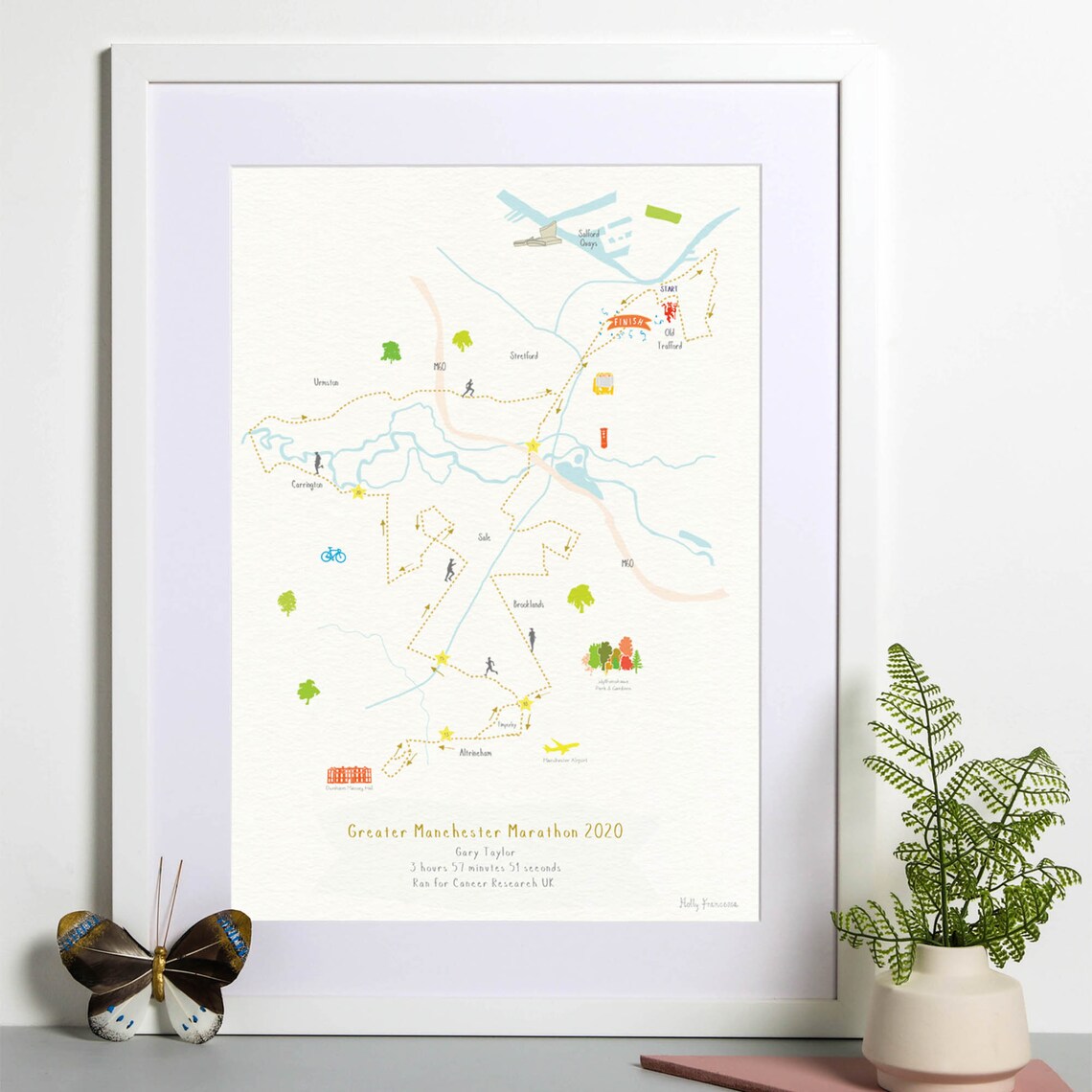 Greater Manchester Marathon Route Map Art Print | Etsy