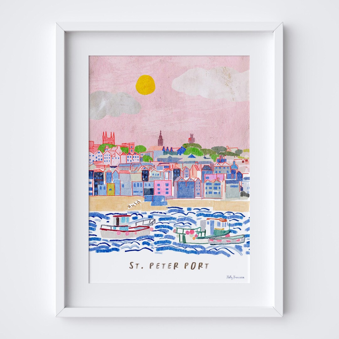St Peter Port Art Print – Guernsey Viewport Illustrated Scene - UK ...