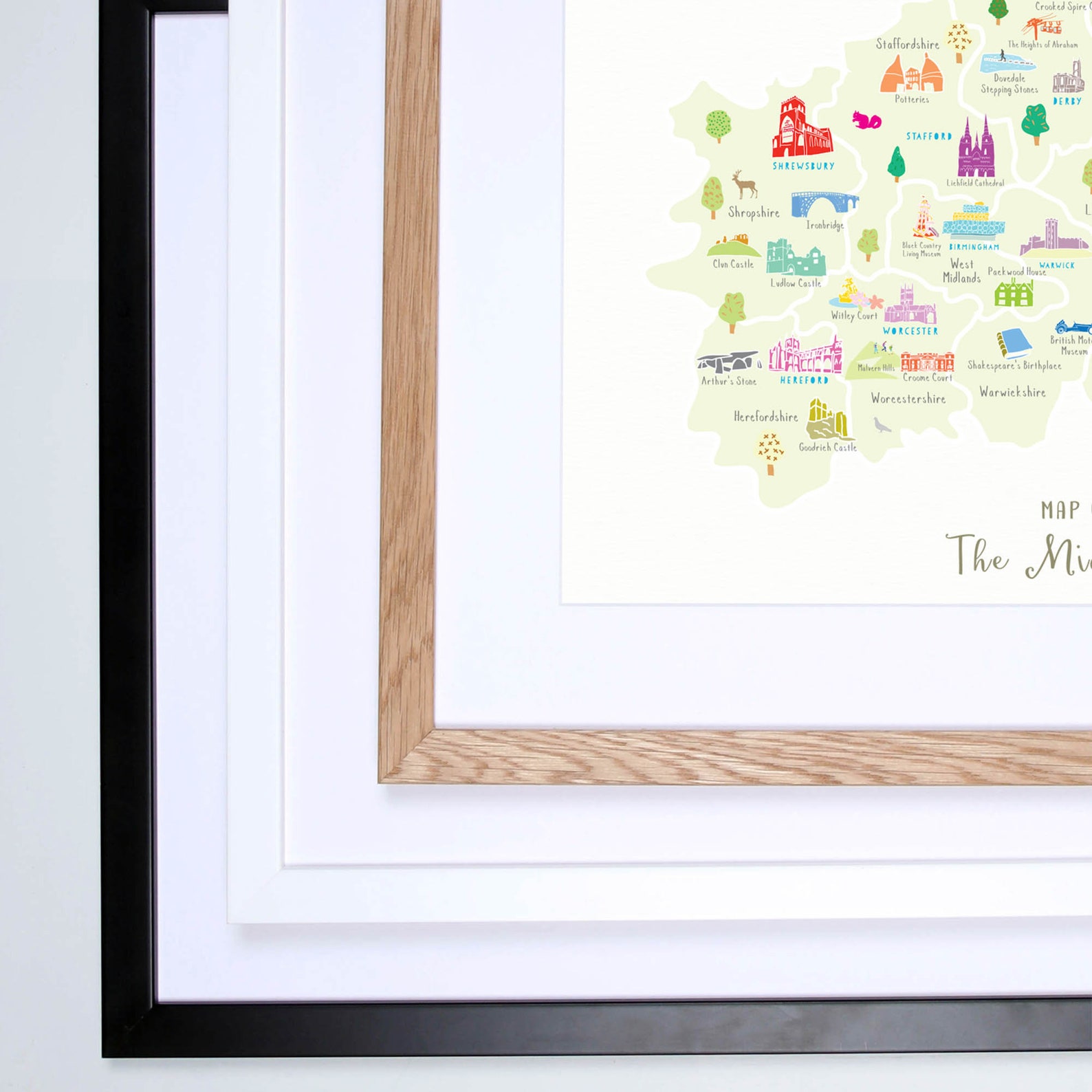 Map of the Midlands Art Print - Etsy UK