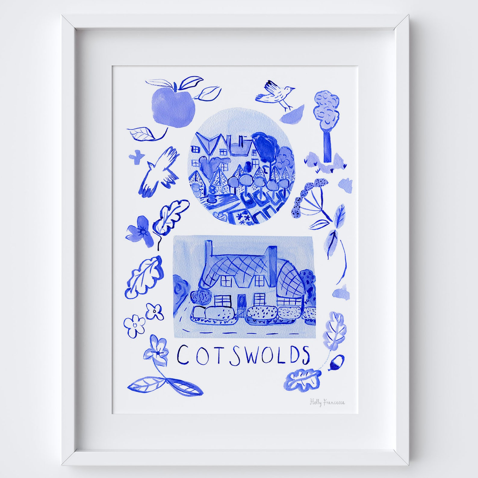 Cotswolds Scene - Blue Portuguese 'azulejo' Tiles - Painted Scene Art ...