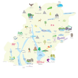 Map of Loch Lomond & the Trossachs National Park Art Print – Scotland ...