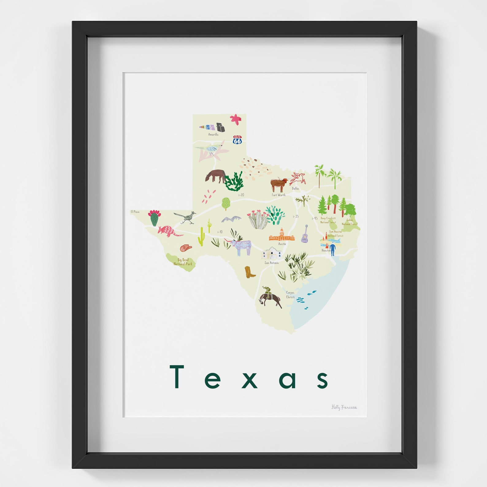 Map of Texas Art Print | Etsy