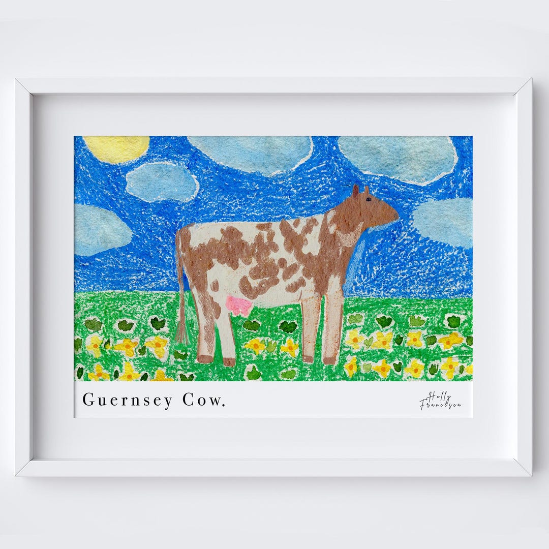 Guernsey Cattle Poster - Rustic Farm Cow Print - Channel Islands Art ...