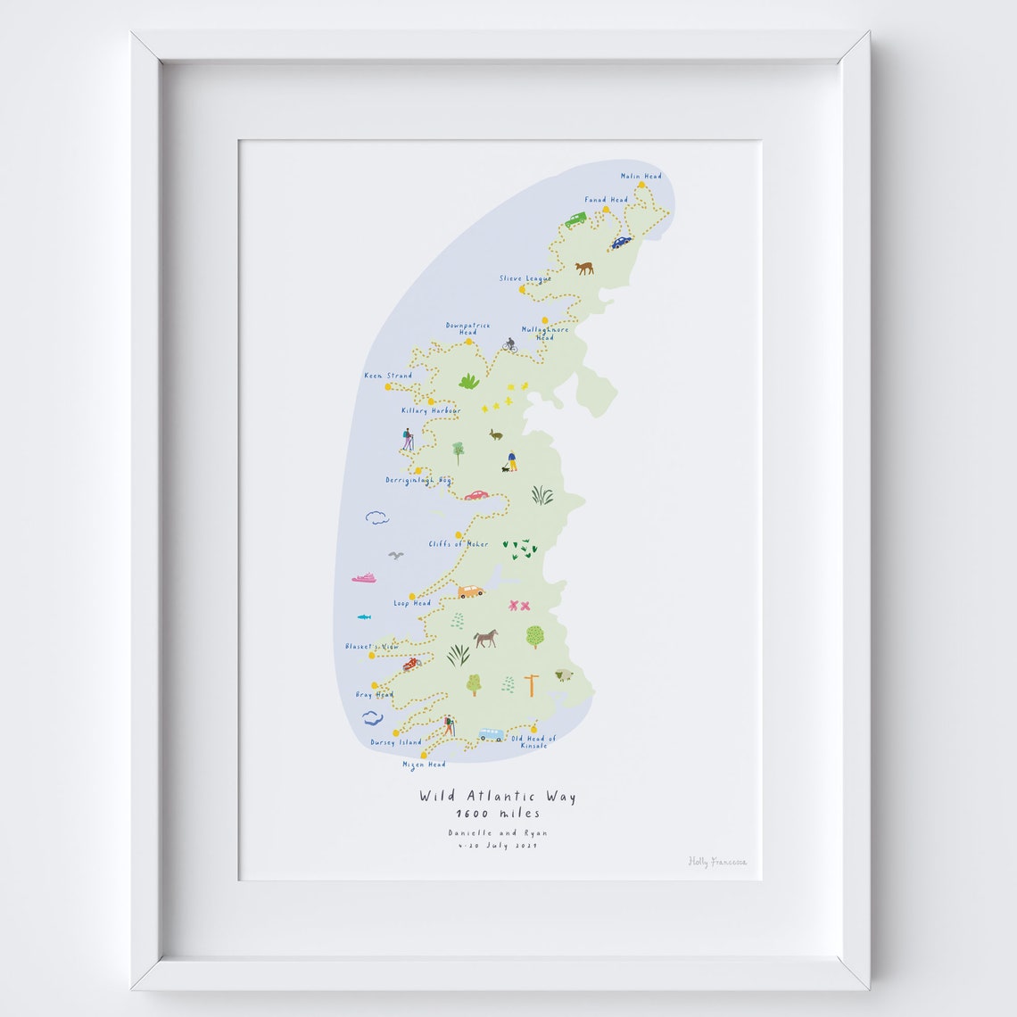 Wild Atlantic Way Route Art Print Map Road Trip Route Gift - Etsy