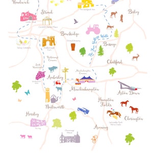 Map of Stroud & the Five Valleys Art Print - Cotswolds Travel Poster ...