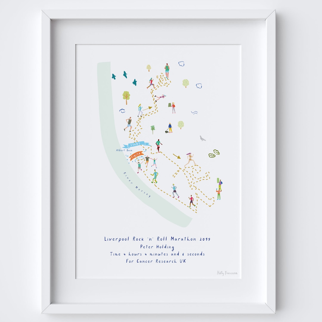 Custom Marathon Route Map Art Print - Your Route Drawn - Bespoke Route ...