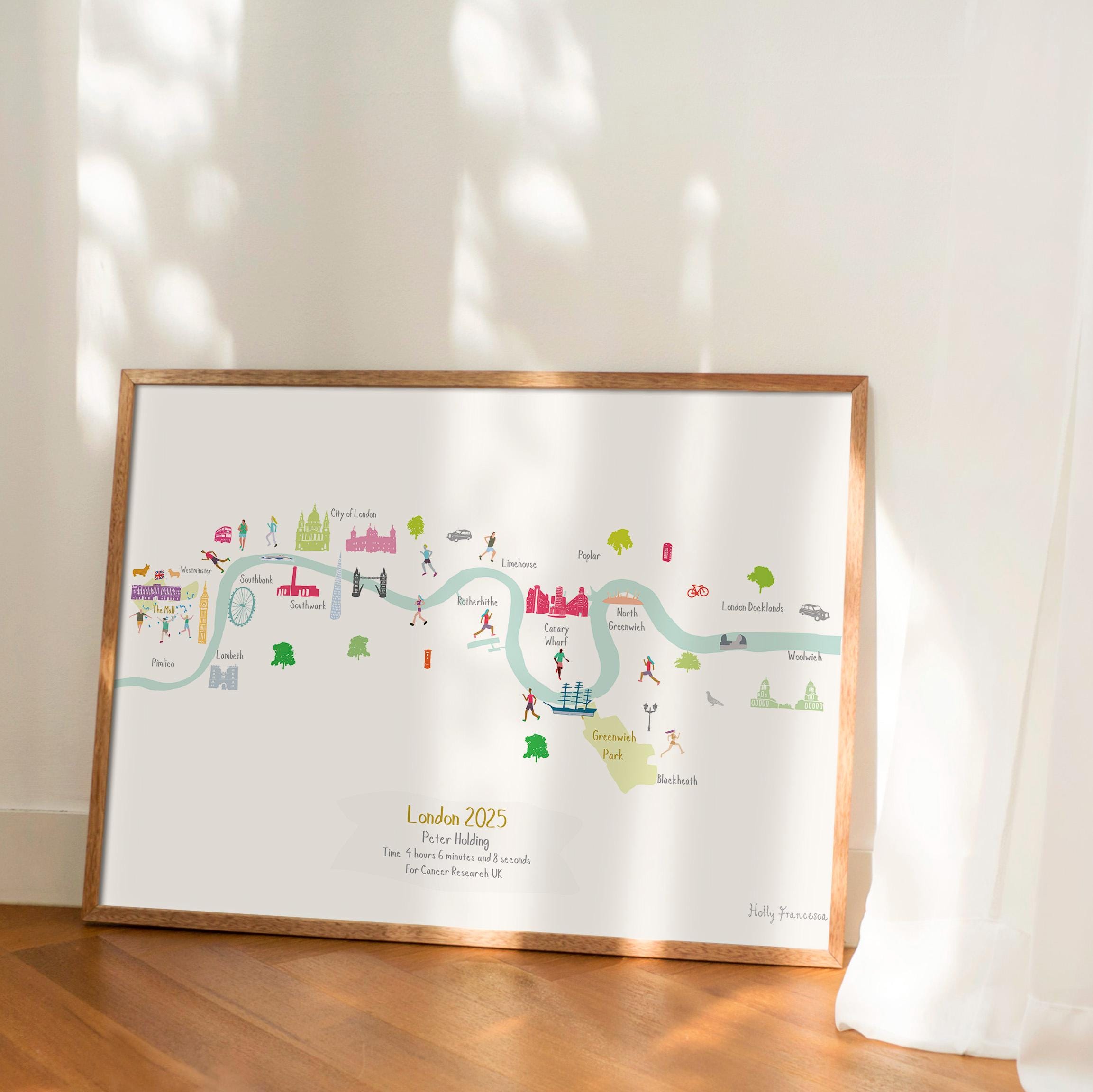 London Running Map Art Print (personalisation Included) - Marathon ...