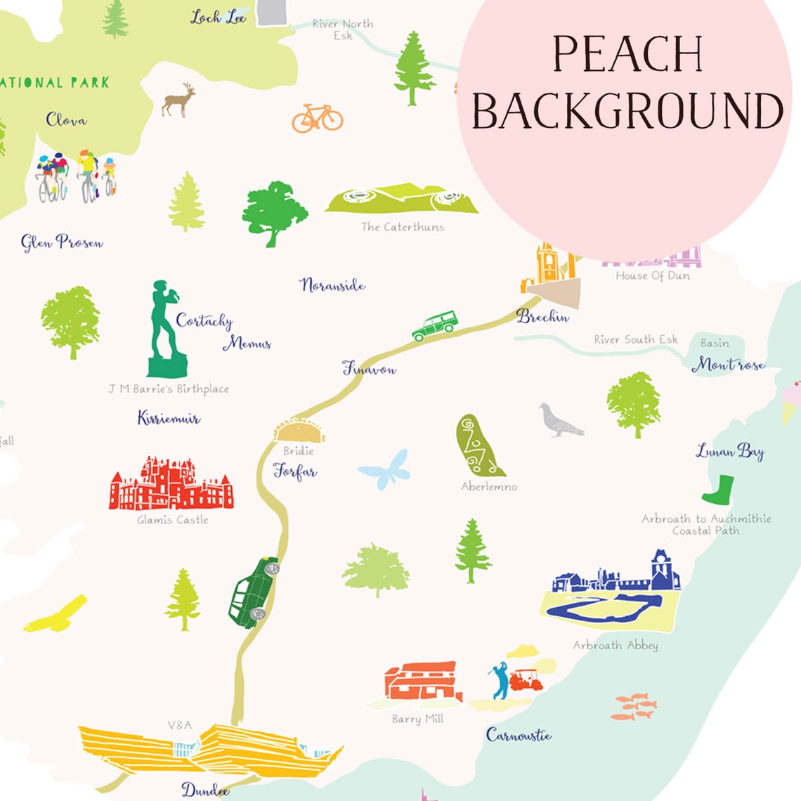 Map of Angus Art Print | Etsy