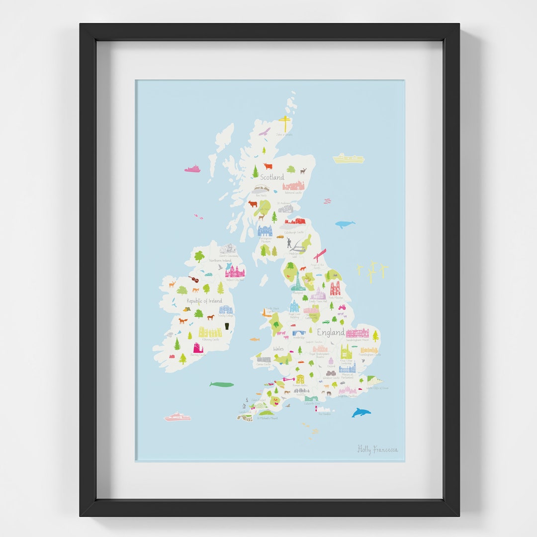 British Wonders Map Art Print - Etsy