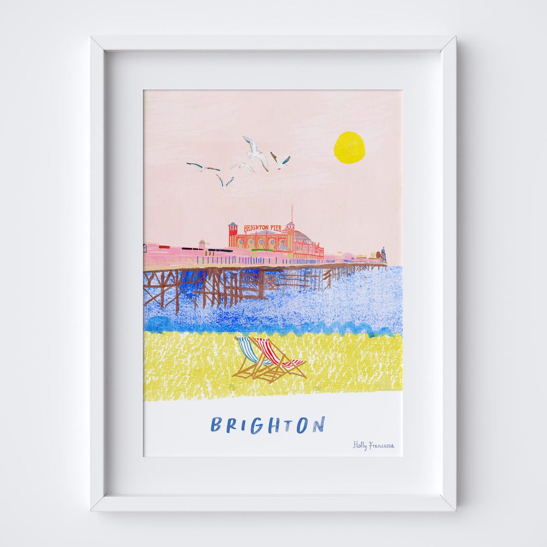 Brighton Pier Poster, Sussex Coast - British Pier Art Print Iconic ...