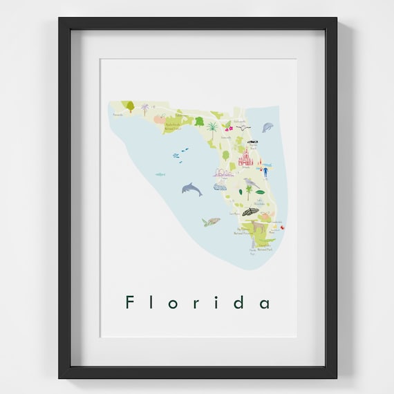 Map of Florida Art Print | Etsy