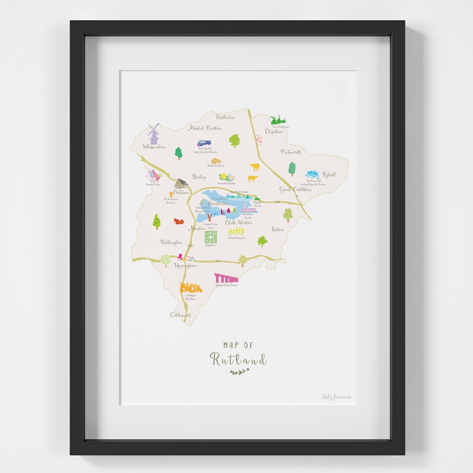 Map of Rutland Art Print | Etsy