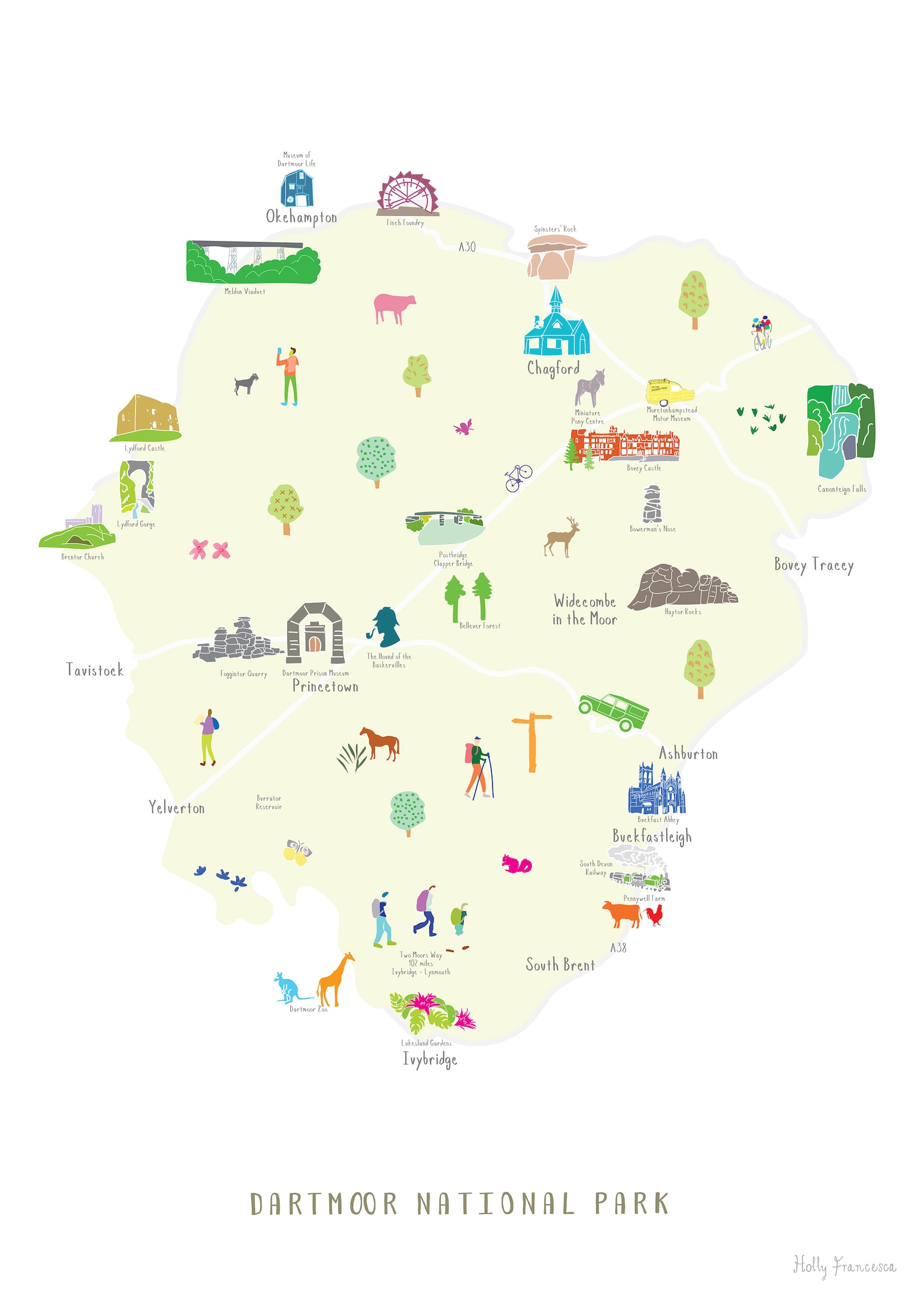 Map of Dartmoor National Park Art Print - Etsy UK