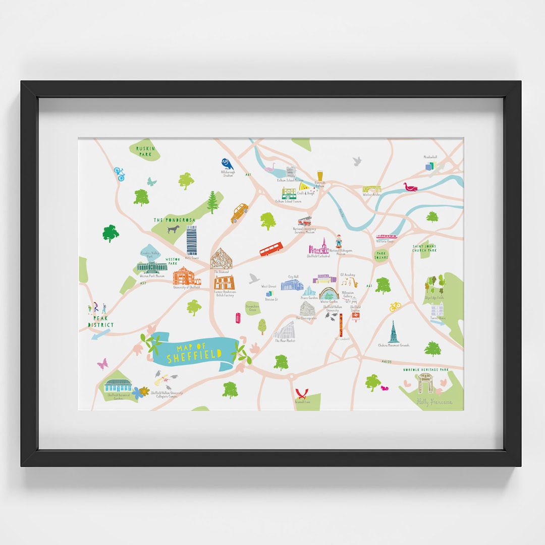 Map of Sheffield Art Print - Etsy
