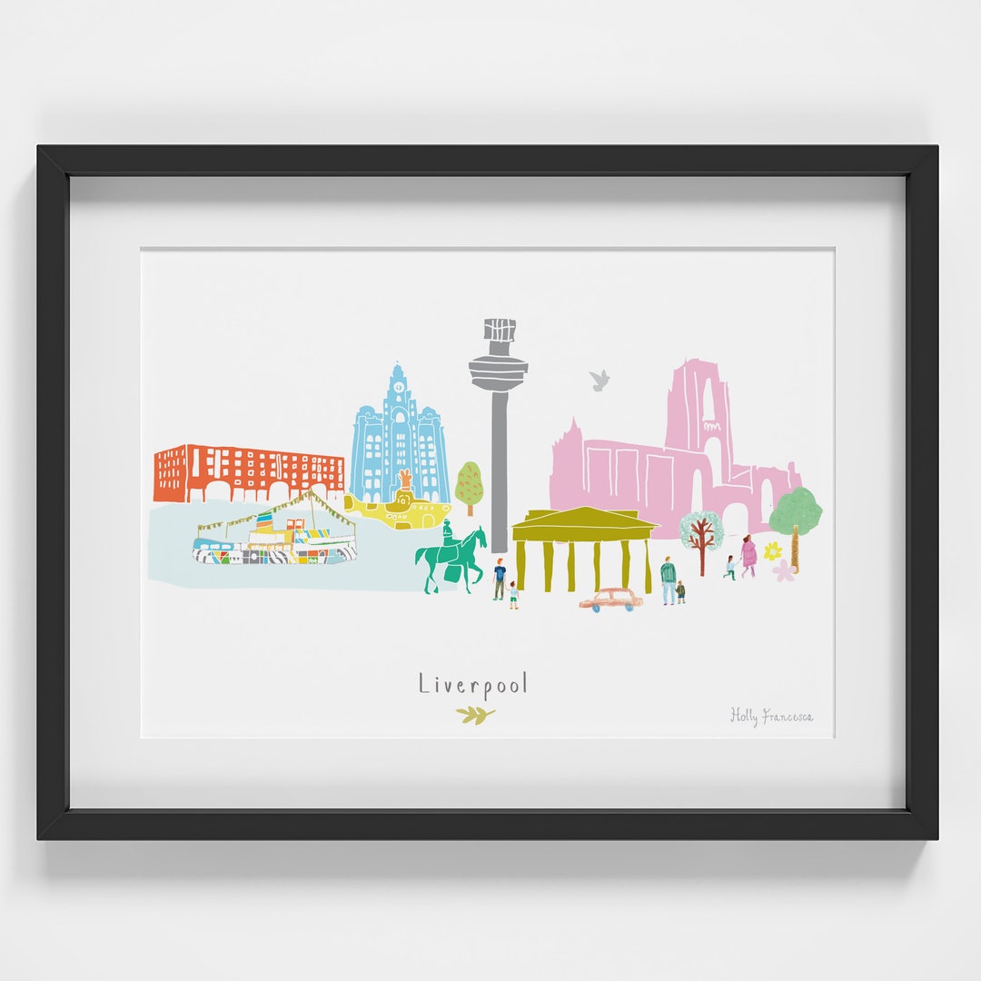 Liverpool Skyline Cityscape Landmarks Art Print - Etsy