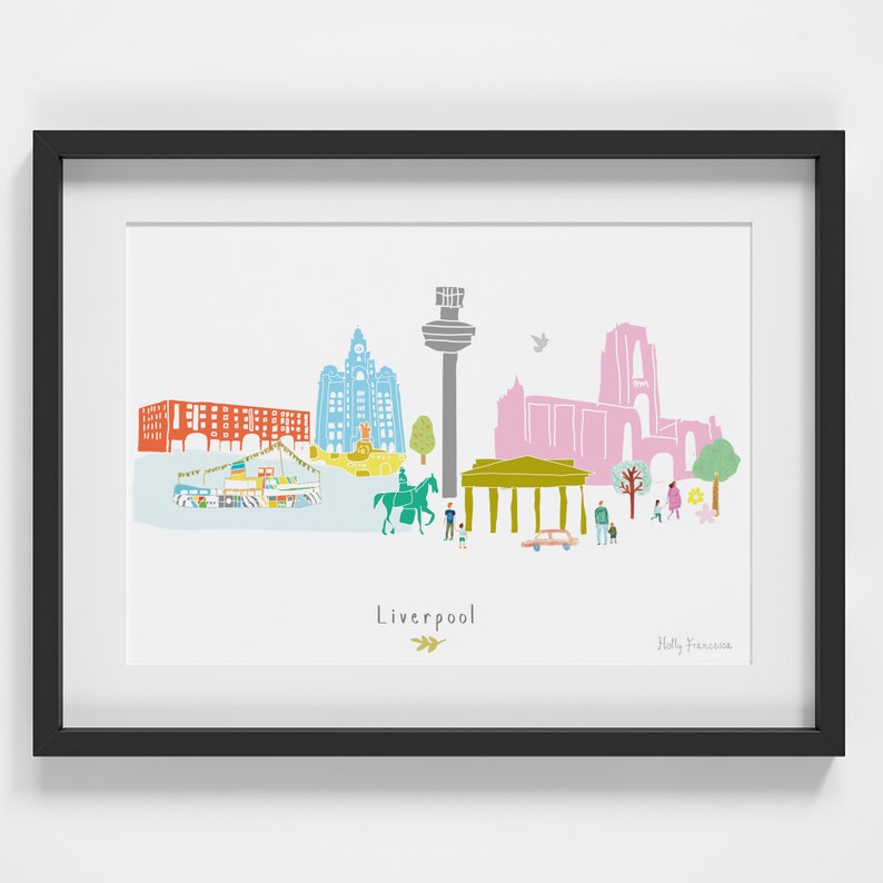 Liverpool Skyline Cityscape Landmarks Art Print | Etsy