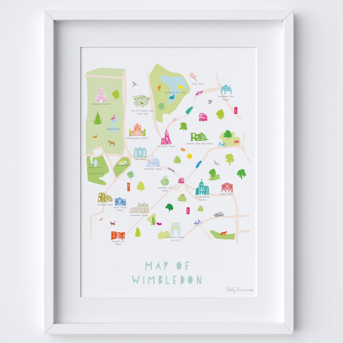 Map of Wimbledon London Art Print - Etsy