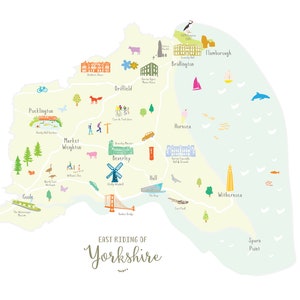 Map of East Yorkshire Art Print - Etsy