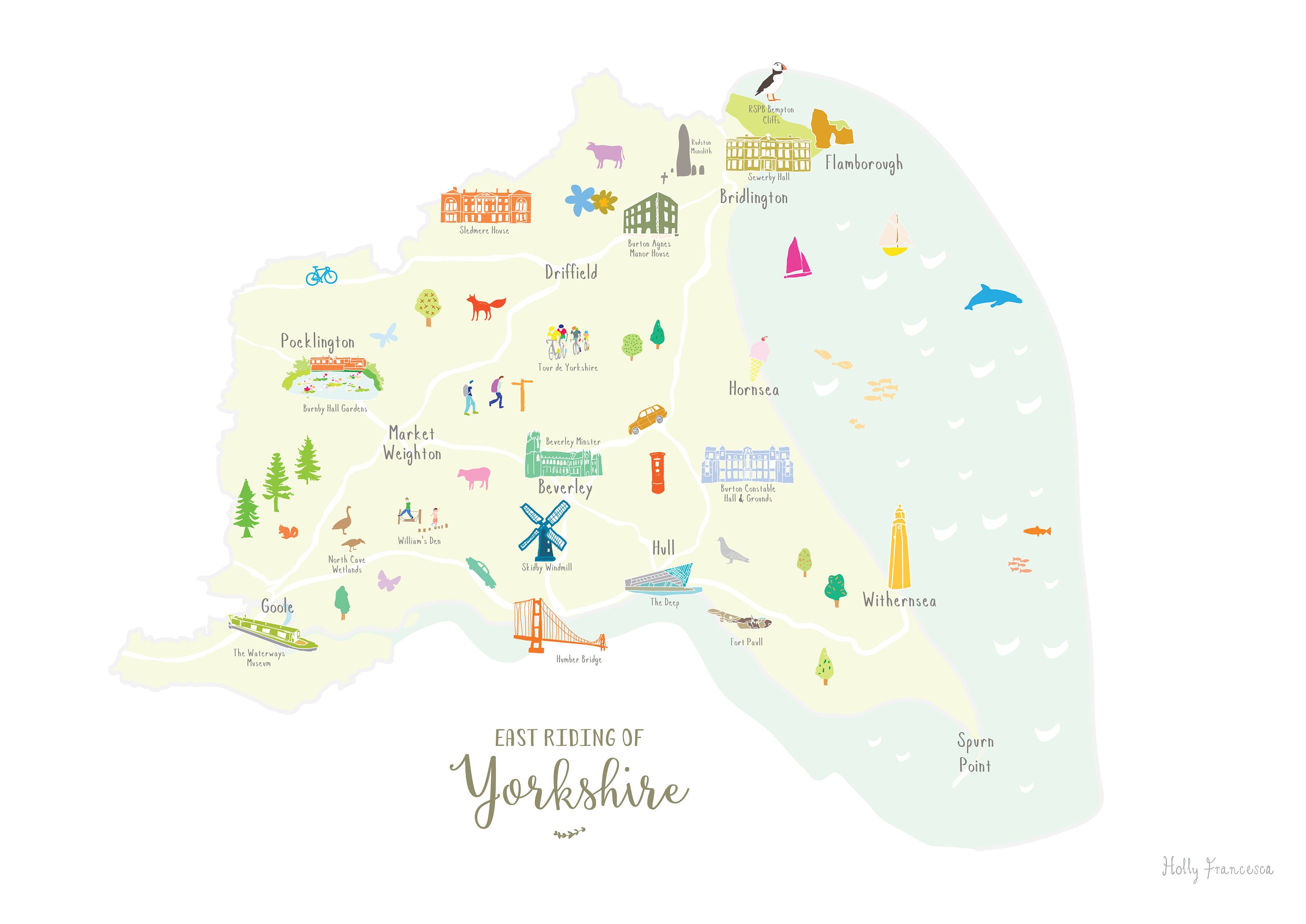 Map of East Yorkshire Art Print | Etsy