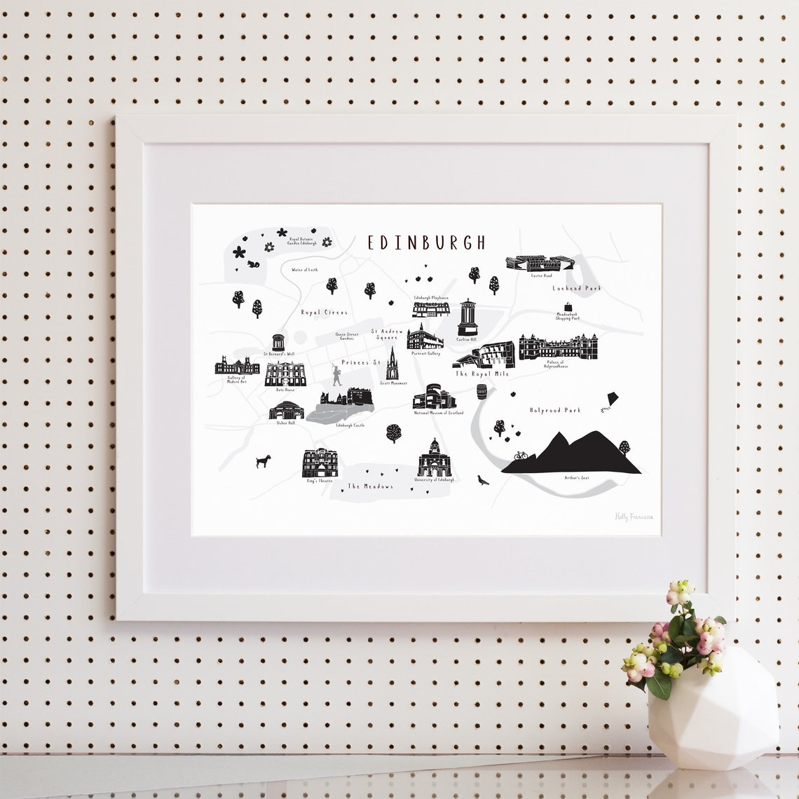 Map of Edinburgh Art Print black/white Version Available - Etsy