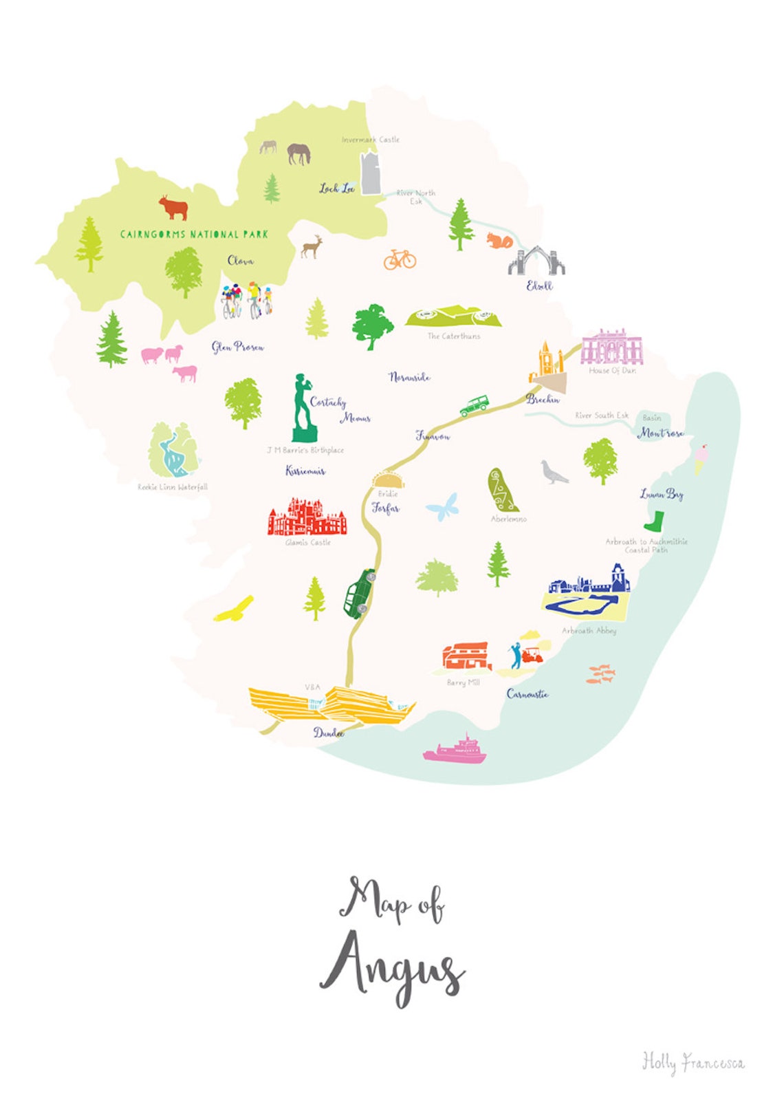 Map of Angus Art Print | Etsy