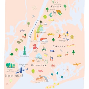 Personalised Map of New York City Illustrated Art Print / Add Your Own ...