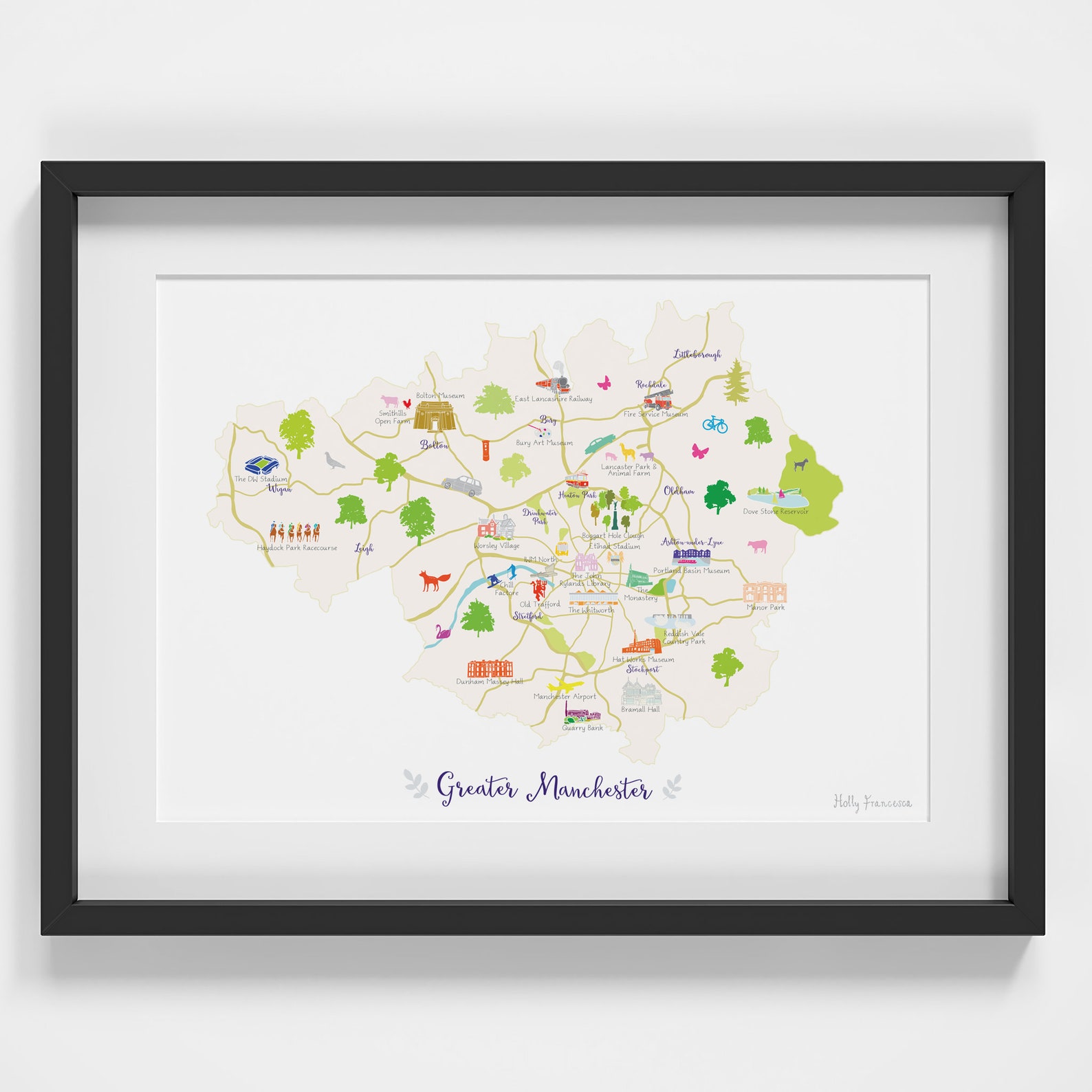 Map of Greater Manchester Art Print - Etsy