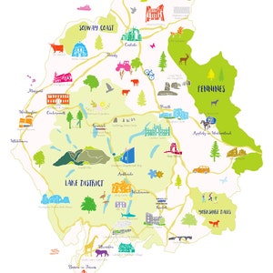 Map of Cumbria Art Print - UK County Map - Cumbria Travel Poster ...