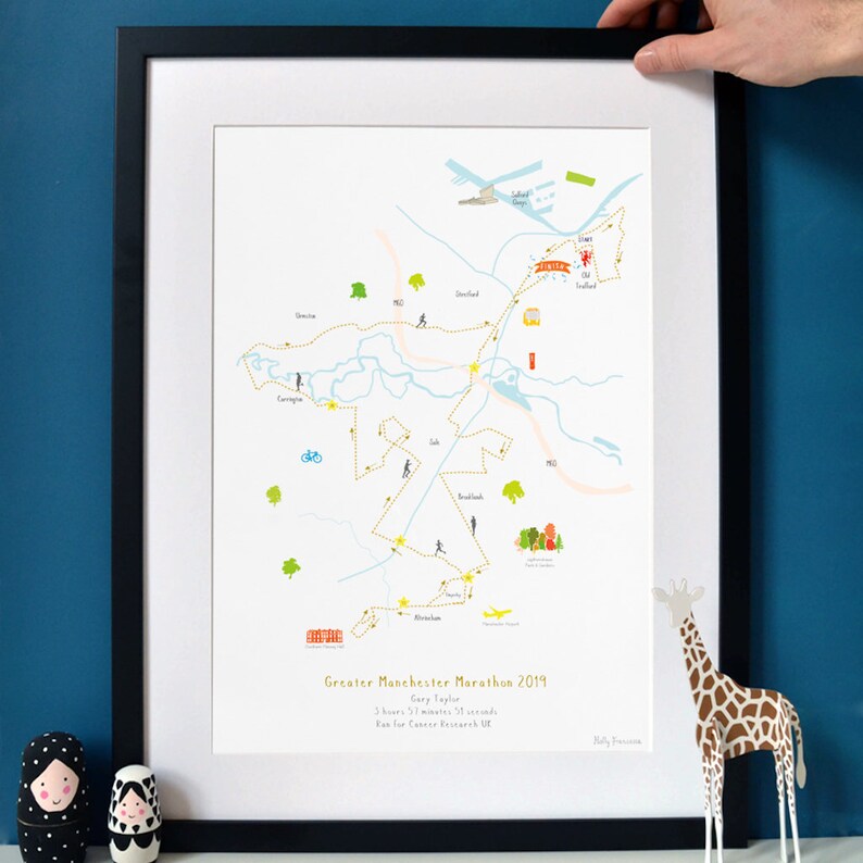Greater Manchester Marathon Route Map Art Print | Etsy