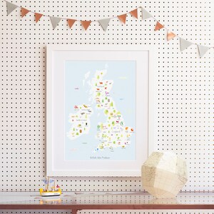 British Isles Food Produce Map Art Print | Illustrated Regional Foods ...