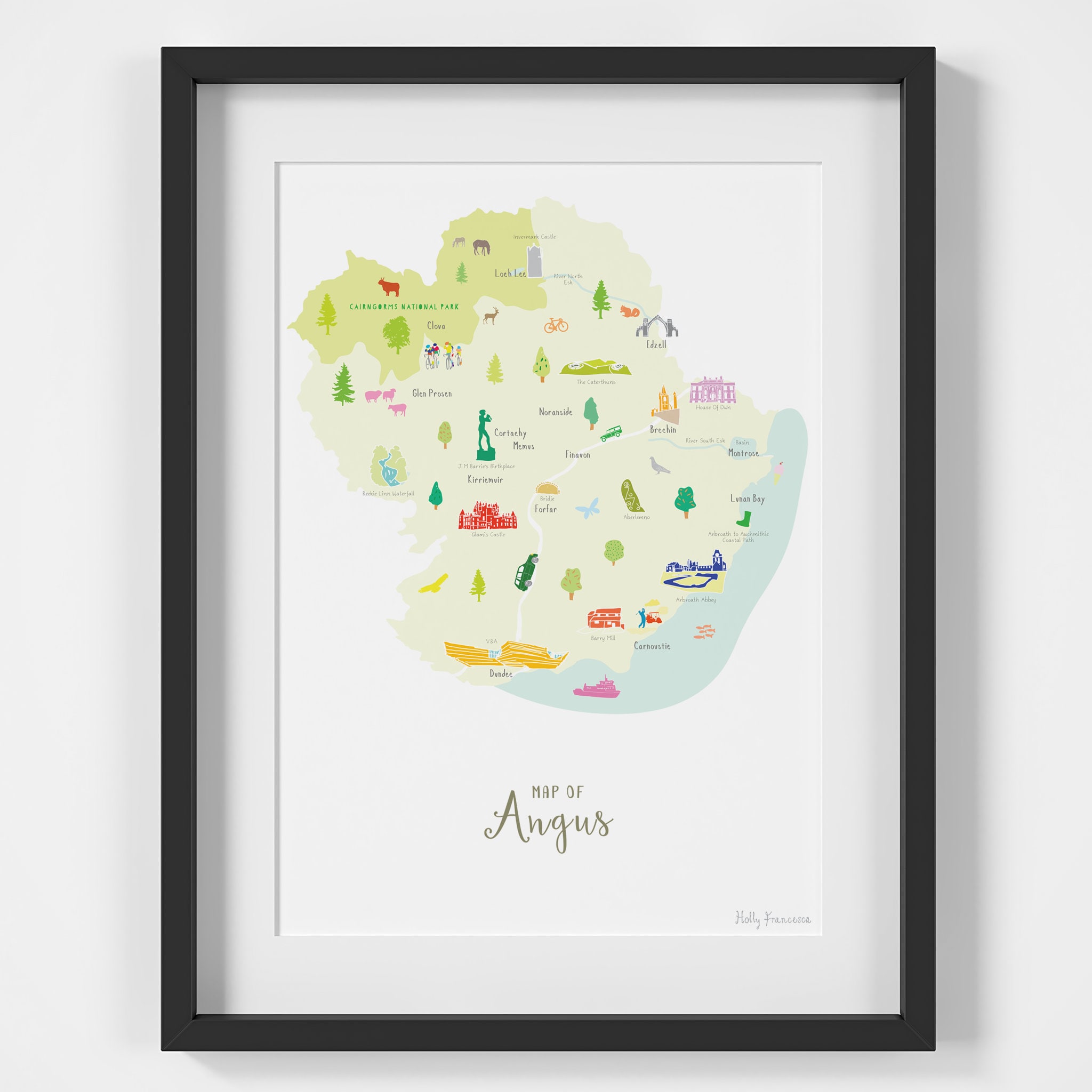 Map of Angus Art Print | Etsy