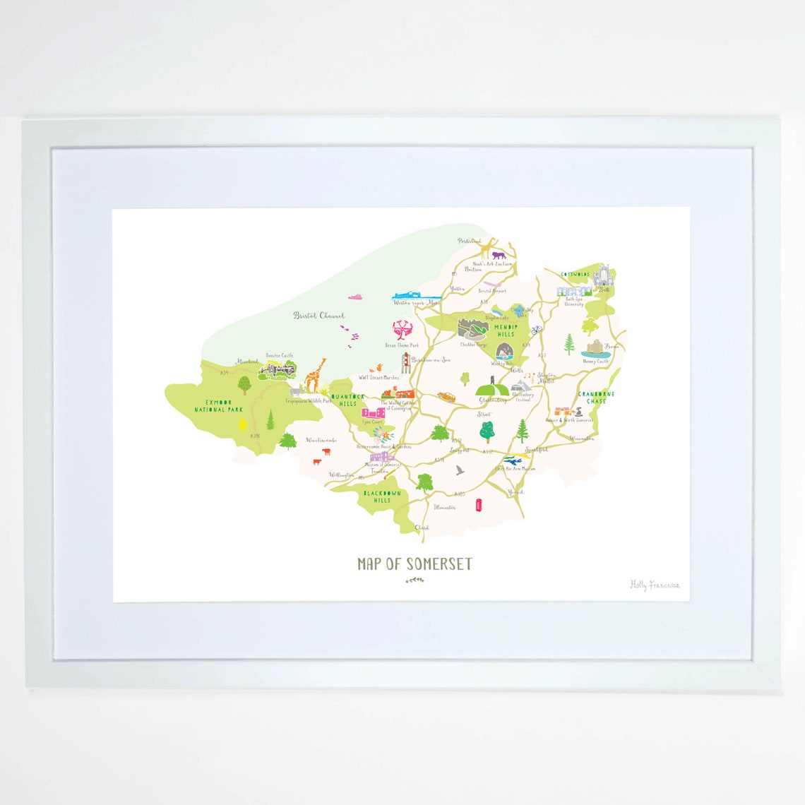 Map of Somerset Art Print - Etsy