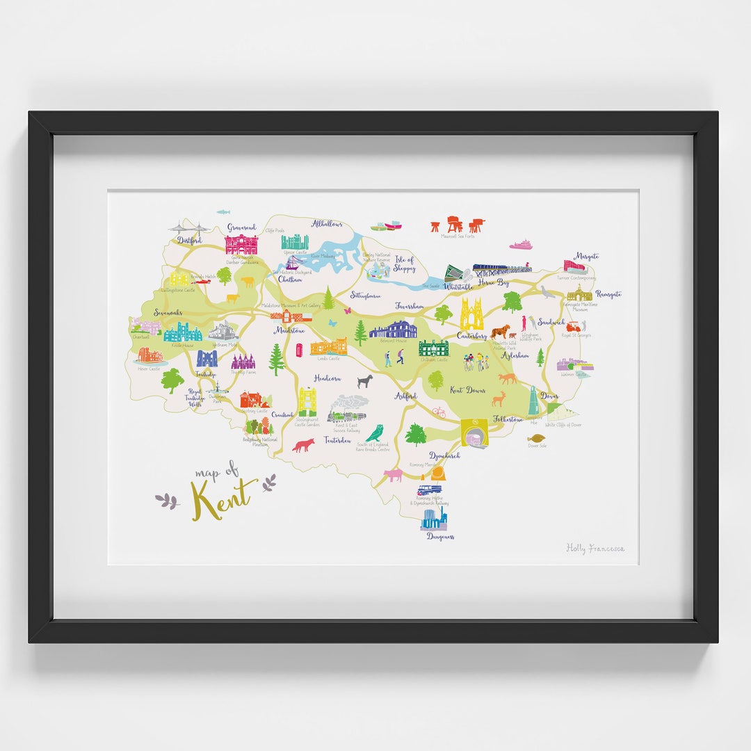 Map of Kent Art Print - Etsy