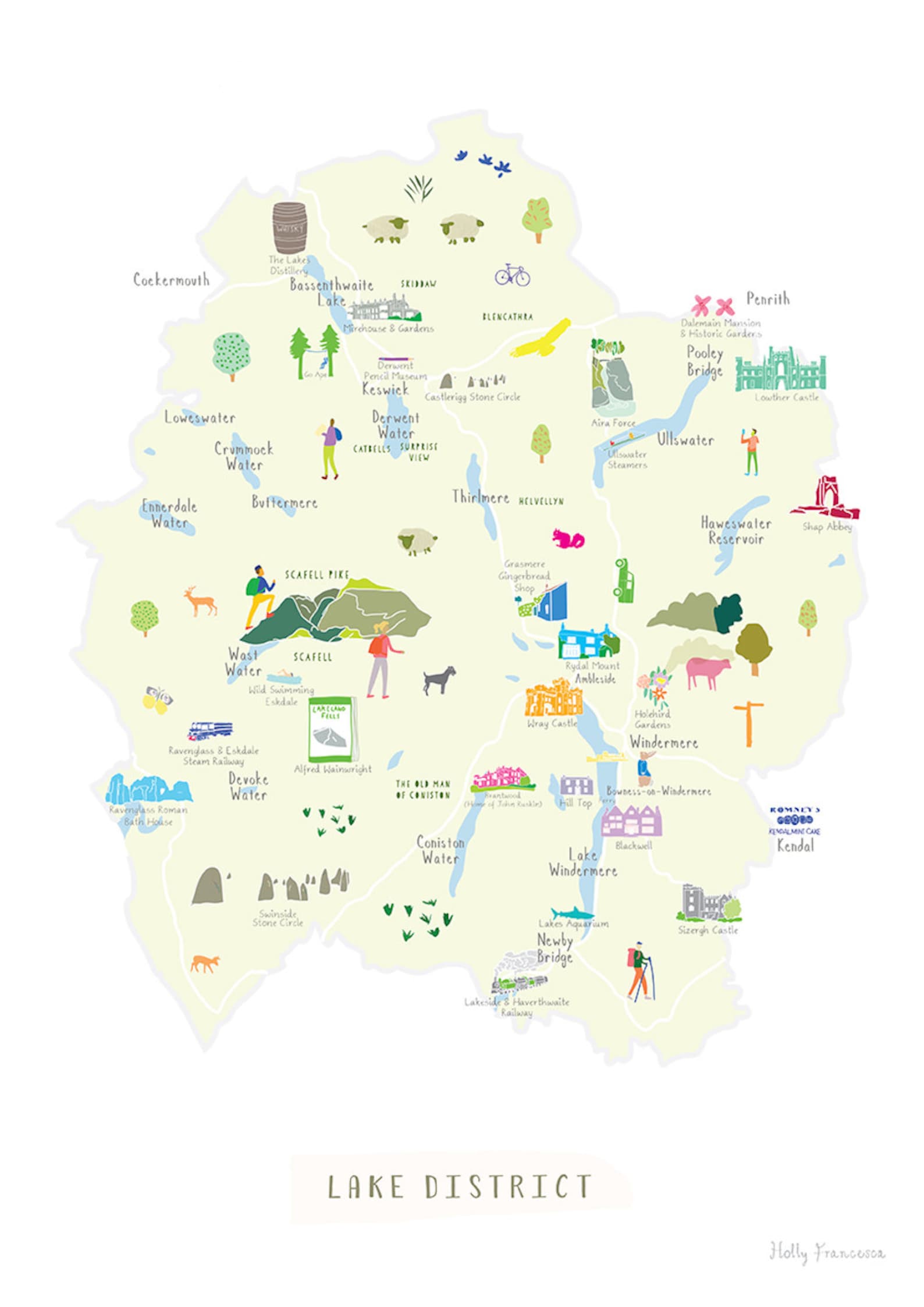 Lake District National Park Map Art Print | Etsy UK