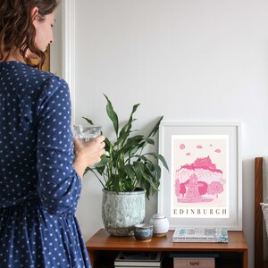 Edinburgh, Scotland Skyline Cityscape Landmarks Viewpoint Scene Art ...