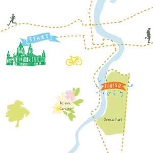 Belfast Marathon Route Map Art Print (personalisation Included) - Etsy