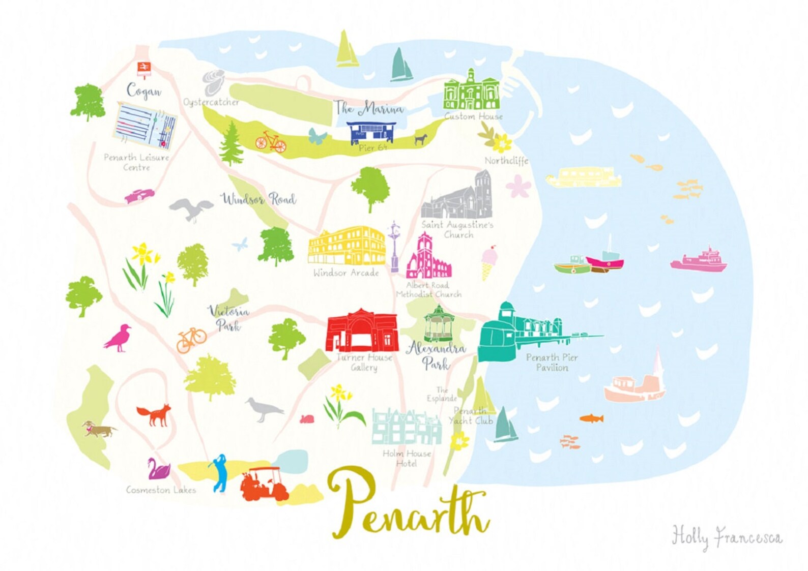Map of Penarth Art Print | Etsy