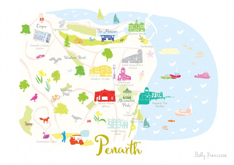 Map of Penarth Art Print - Etsy