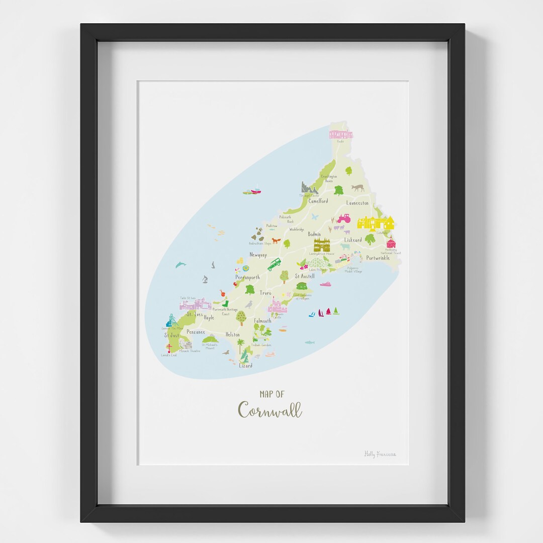 Map of Cornwall Art Print - Etsy