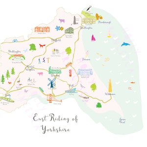 Map of East Yorkshire Art Print - Etsy