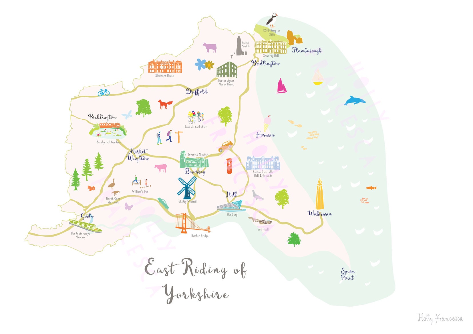 Map of East Yorkshire Art Print - Etsy UK