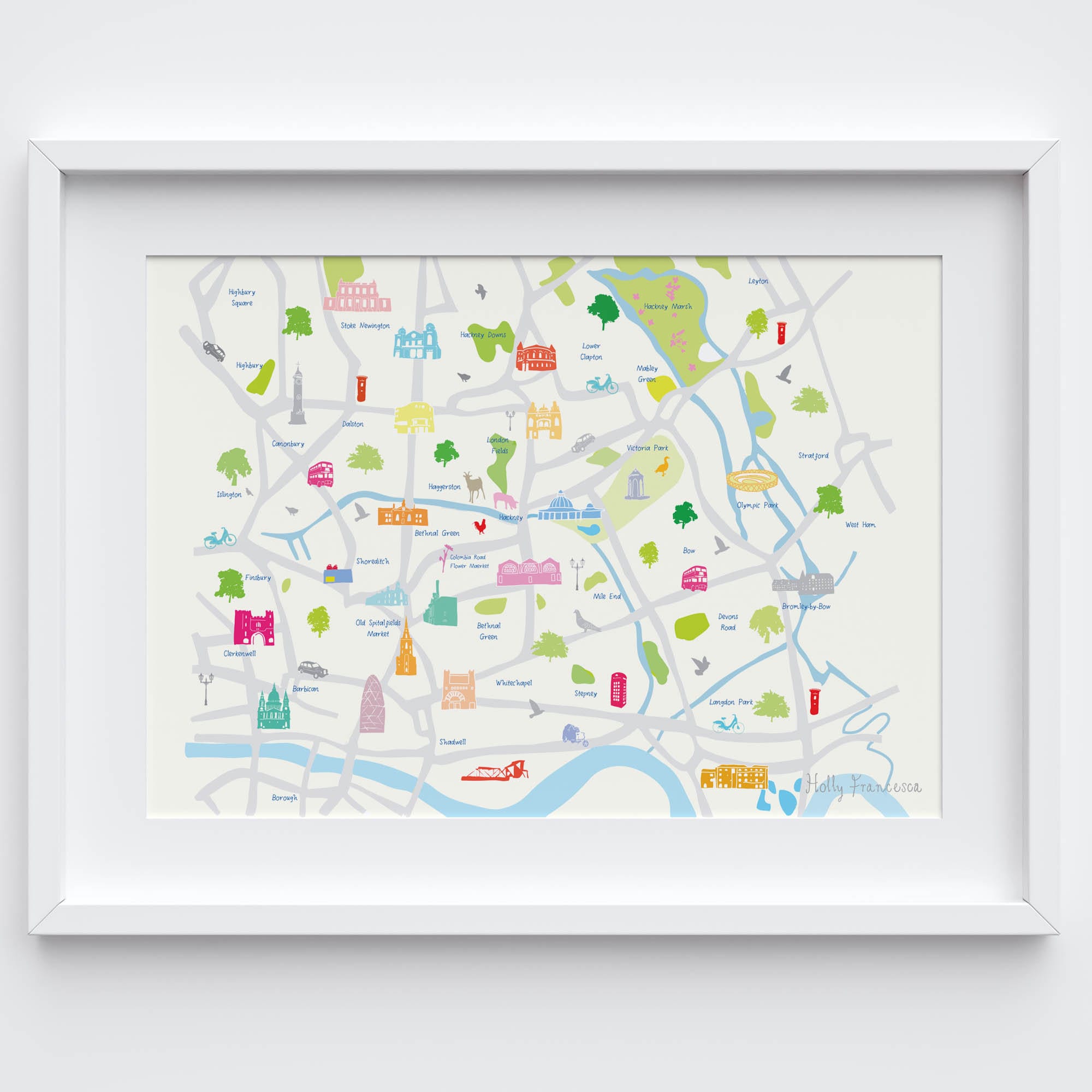 Map of East London Art Print Wider area version | Etsy