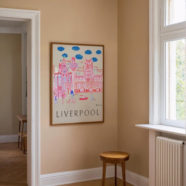 Liverpool Landmarks Poster, Merseyside Art Print, Royal Liver Building ...