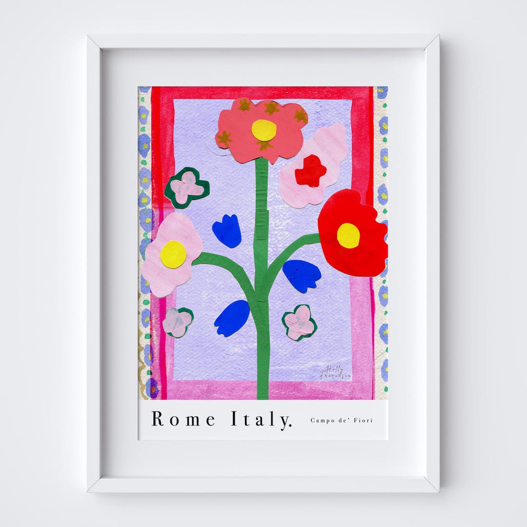 Rome Flower Market Art Print - Campo De' Fiori Travel Poster Italy ...